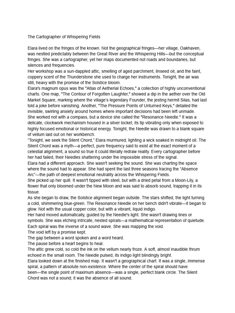 The Cartographer of Whispering Fields | PDF | Sound