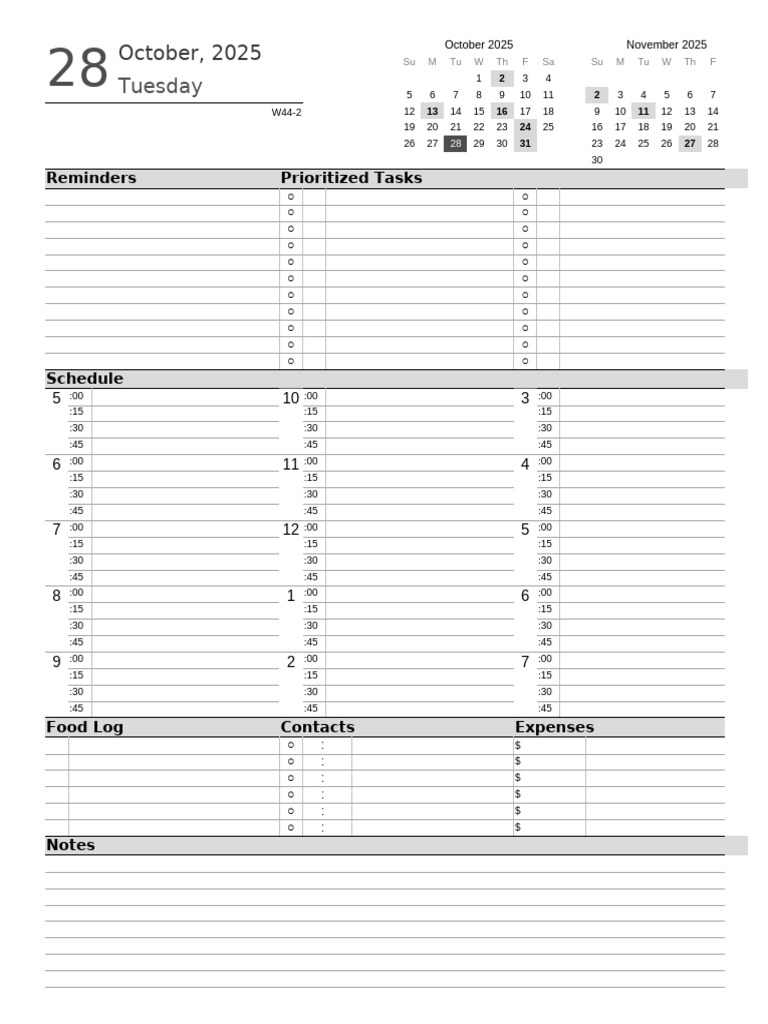 Free Printable Daily Planner 2025 | PDF