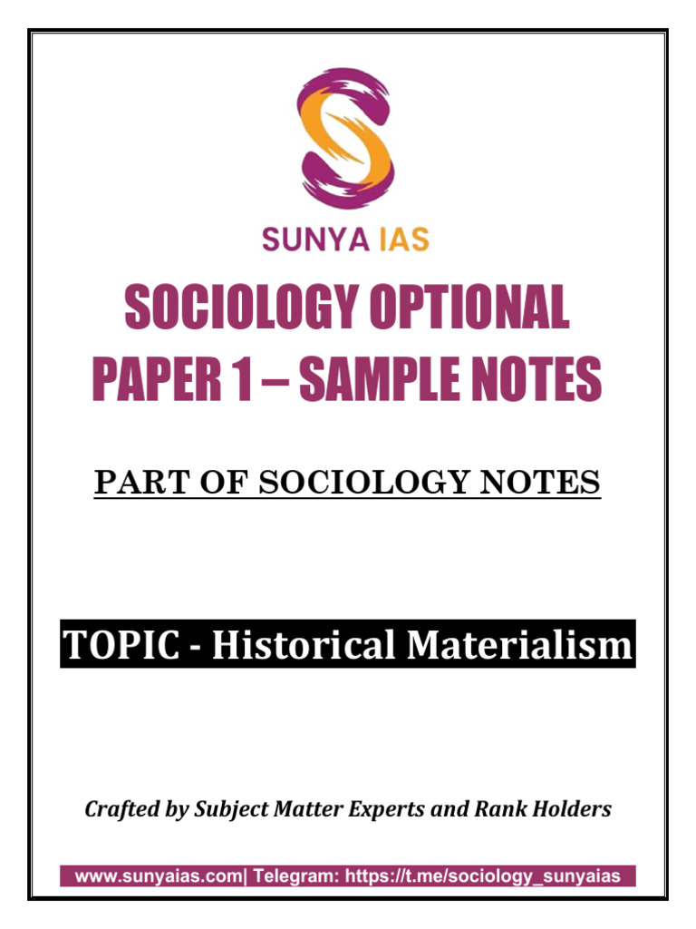 7 - Historical Materialism - Sociology Paper 1 Sample (2) | PDF ...