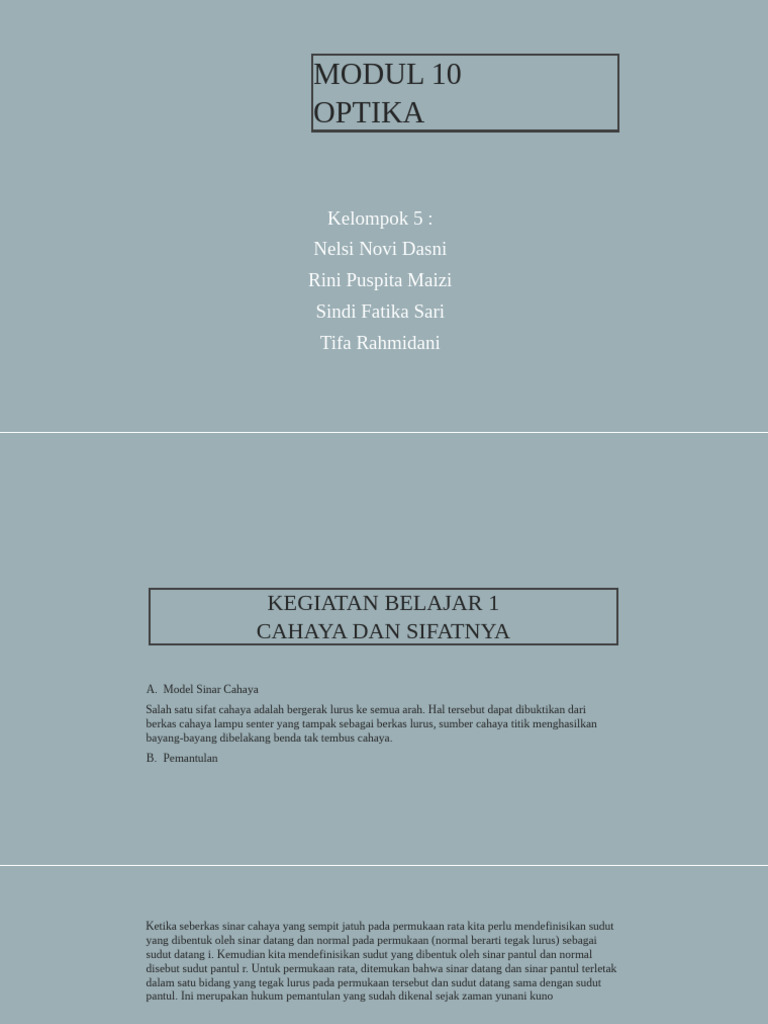 Sifat Cahaya dan Alat Optik Dasar | PDF