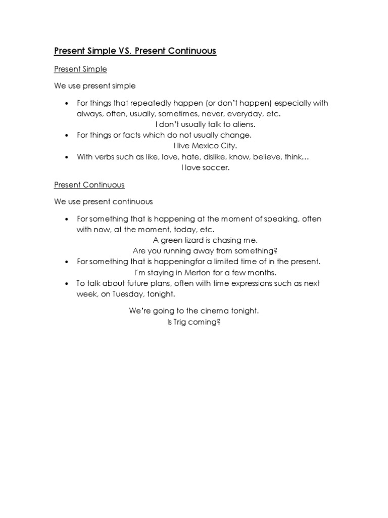 English Tenses: Simple vs. Continuous | PDF | Self-Improvement