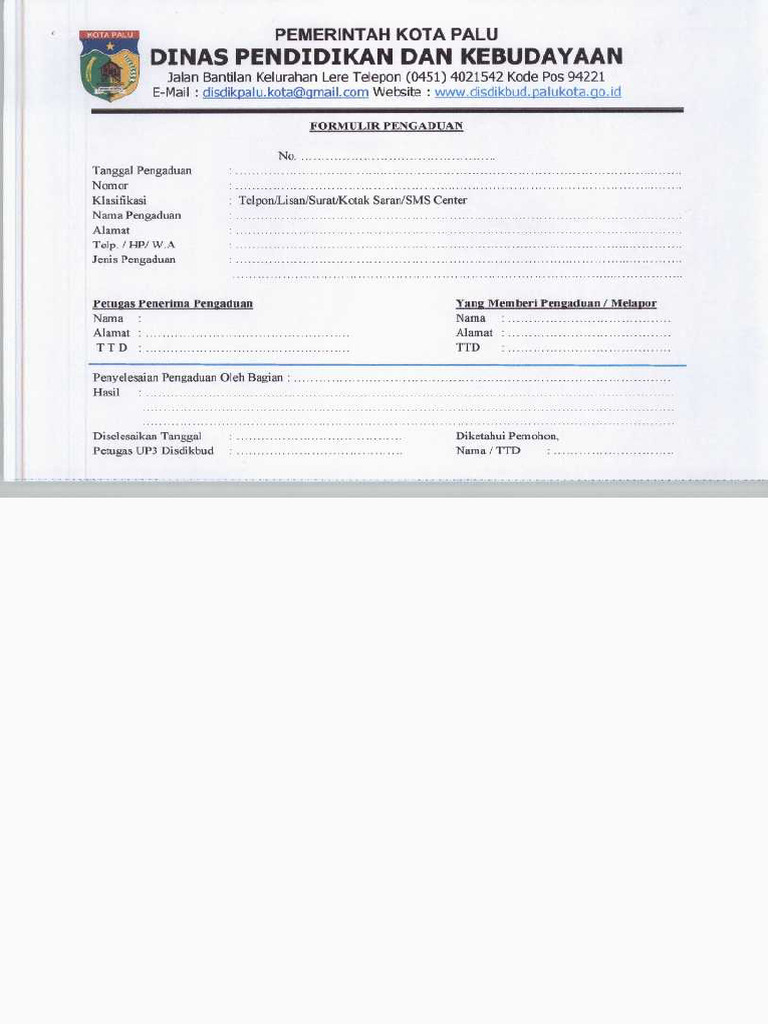 Pengaduan Masyarakat Form | PDF