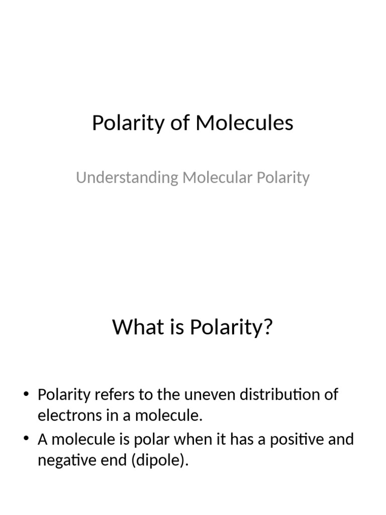 Polarity of Molecules | PDF