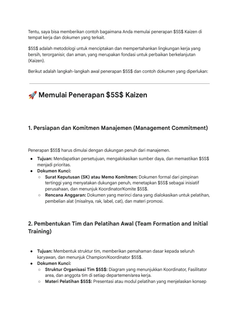 Panduan Awal Penerapan 5S Kaizen | PDF