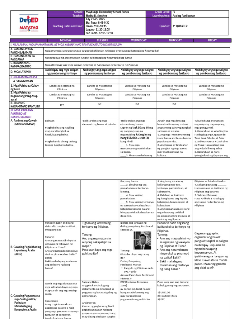 AP4 Q1 W5 DLL 25-26 | PDF