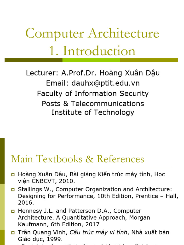 Computer Architecture 1 Introduction Pdf Central Processing Unit