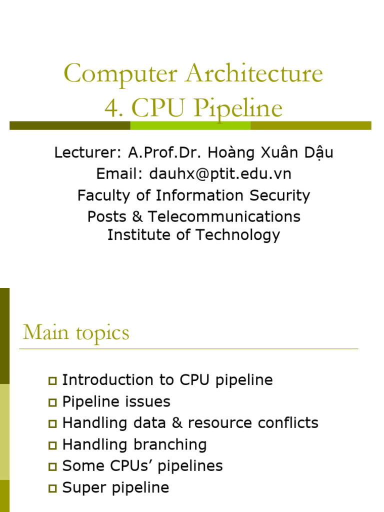 Computer Architecture 4 CPU Pipeline | PDF | Central Processing Unit ...