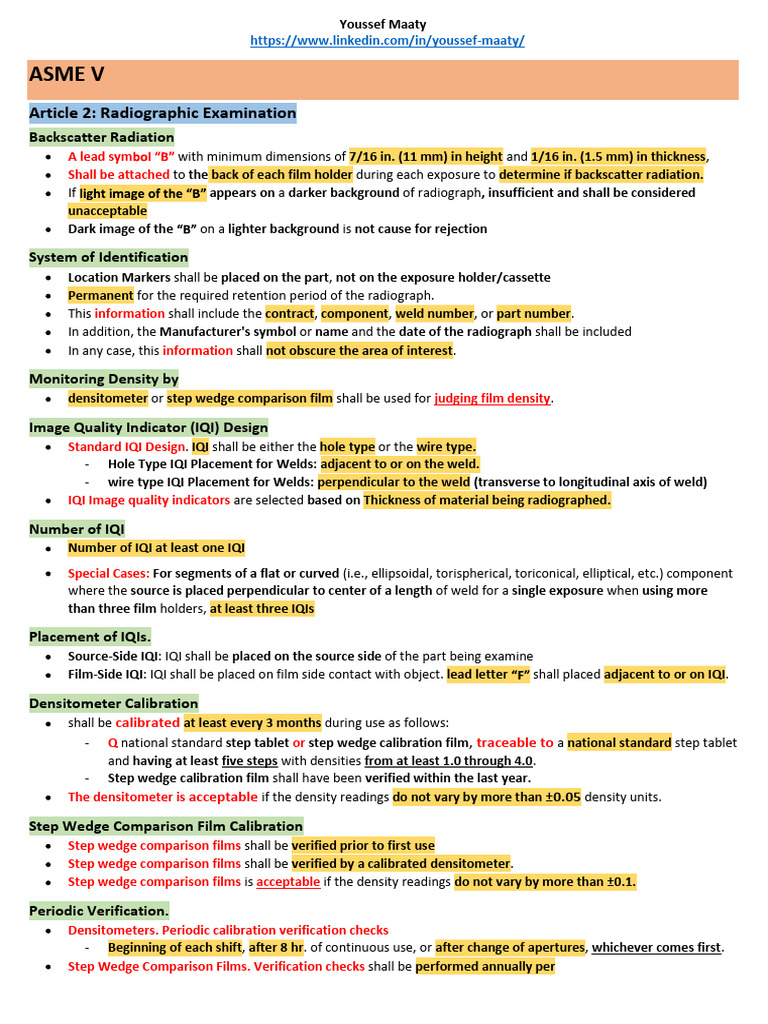 (RT, PT and MT) Highlights for the API Exam | PDF | Electric Current | Radiography