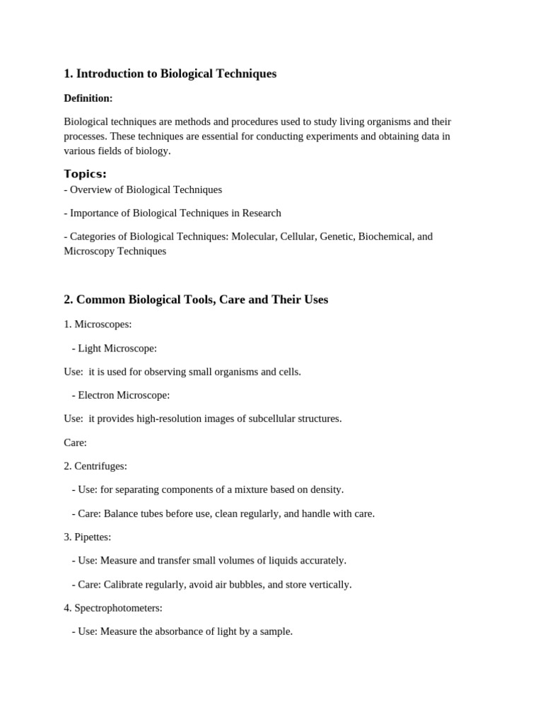 Bio 204 Biological Techniques-1 | PDF | Microscopy | Molecular Biology