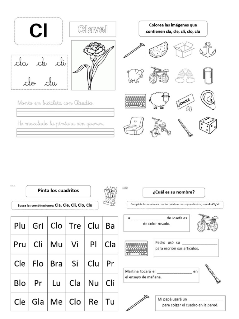 CL Combinacion Sílabas Trabadas | PDF