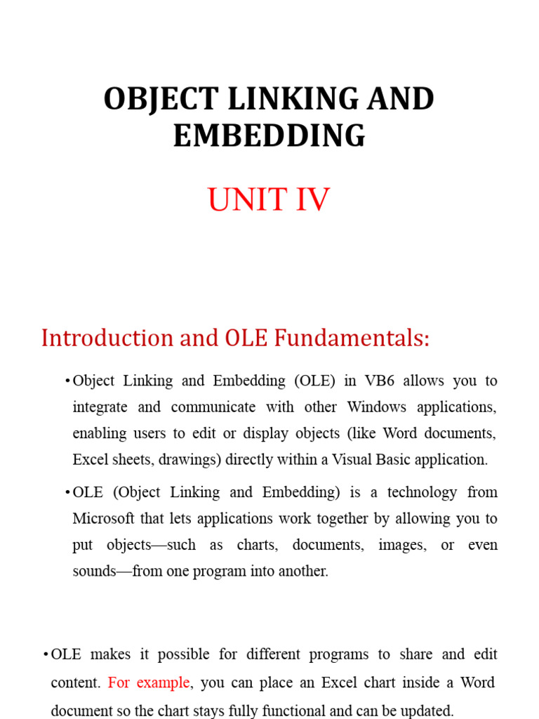 Object Linking and Embedding | PDF | Microsoft Excel | Computer File