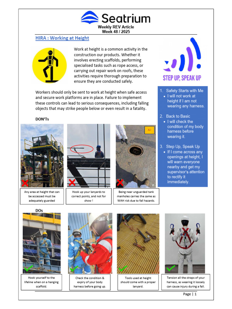 Safe Practices for Working at Height | PDF | Safety | Occupational ...