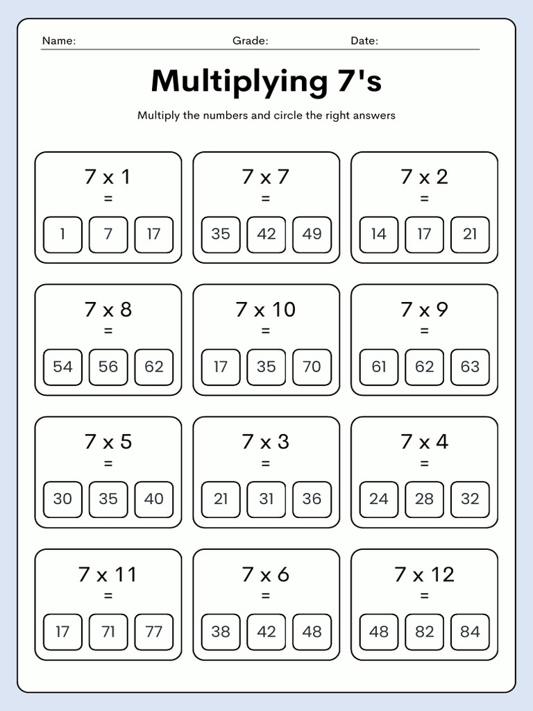 3rd Grade Multiplication Worksheet in Colorful Simple Style | PDF ...