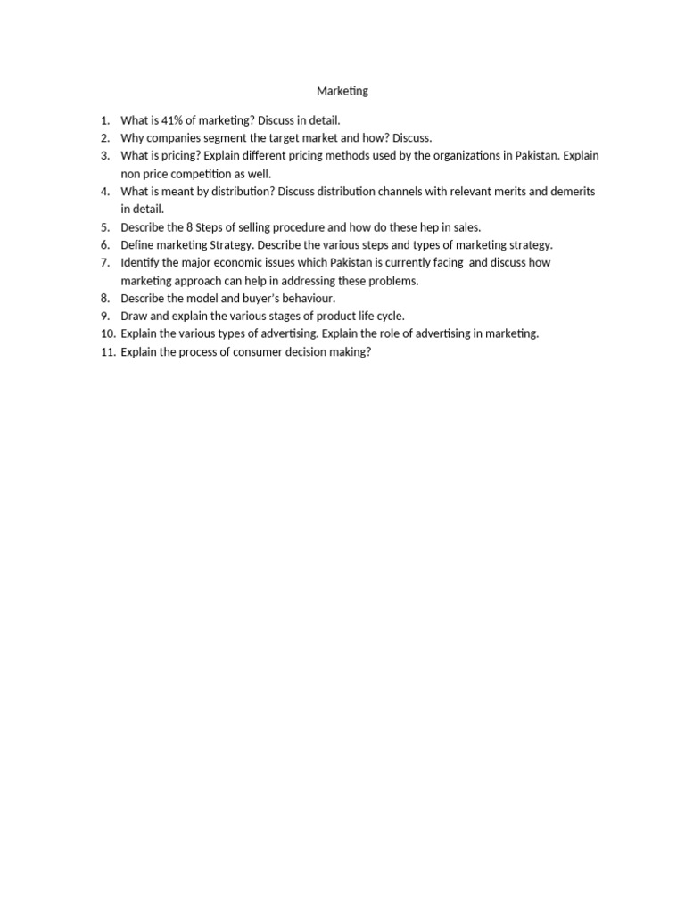 Marketing Questions | PDF