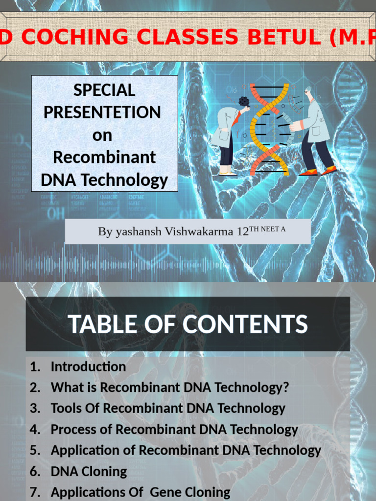Recombinant DNA Technology Overview | PDF | Molecular Cloning ...