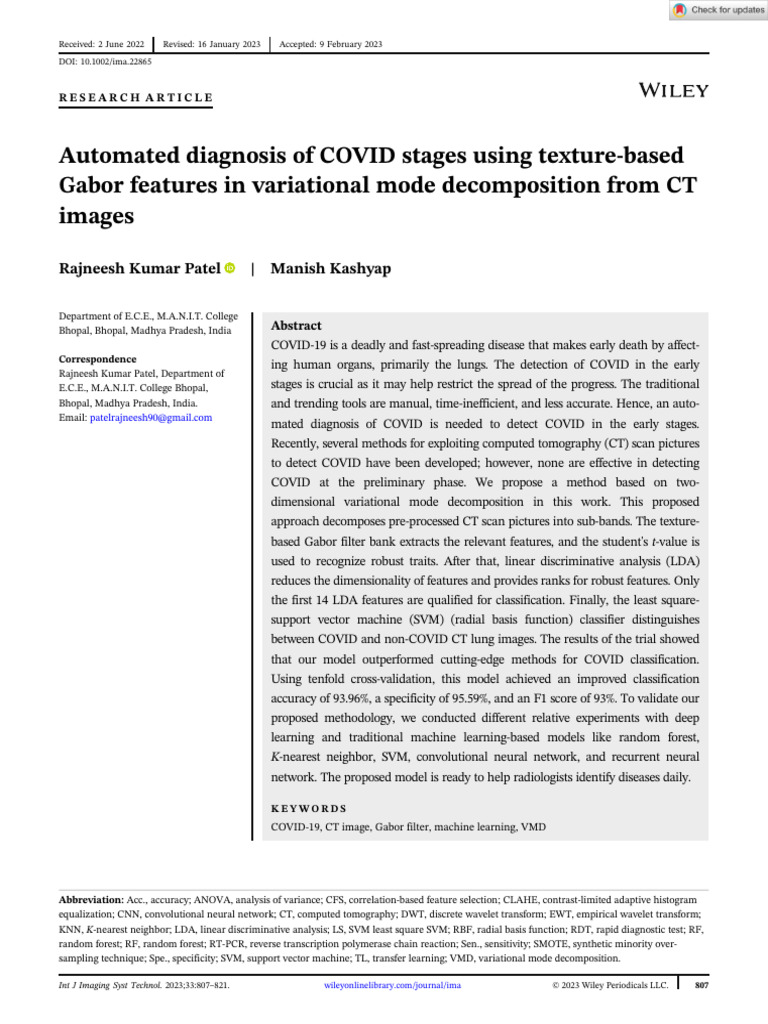 Covid Diagnosis Texture Feature Gabor VMD CT Scan | PDF | Ct Scan ...