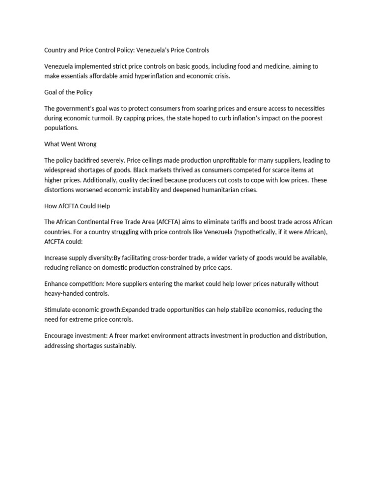 Venezuela's Price Control Policy Analysis | PDF