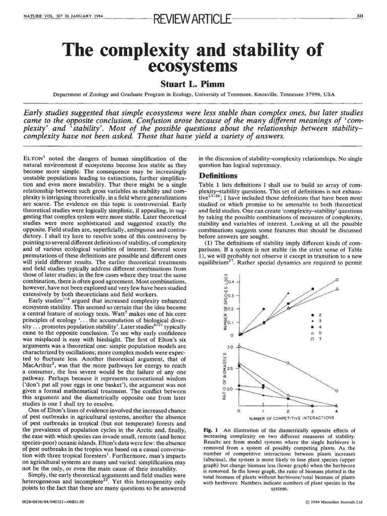 19The Complexity and Stability of Ecosystems | PDF