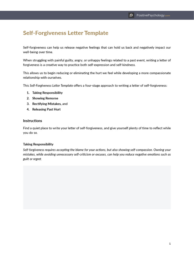 Self Forgiveness Letter Template | PDF
