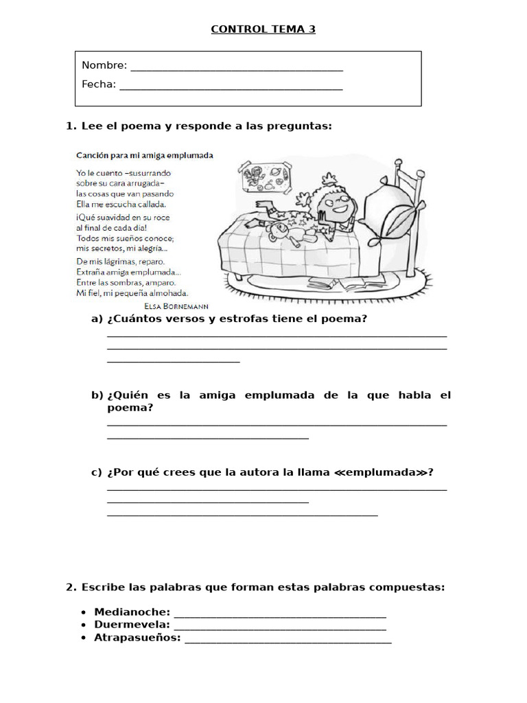 Control Tema 3 | PDF | Adjetivo | Lingüística