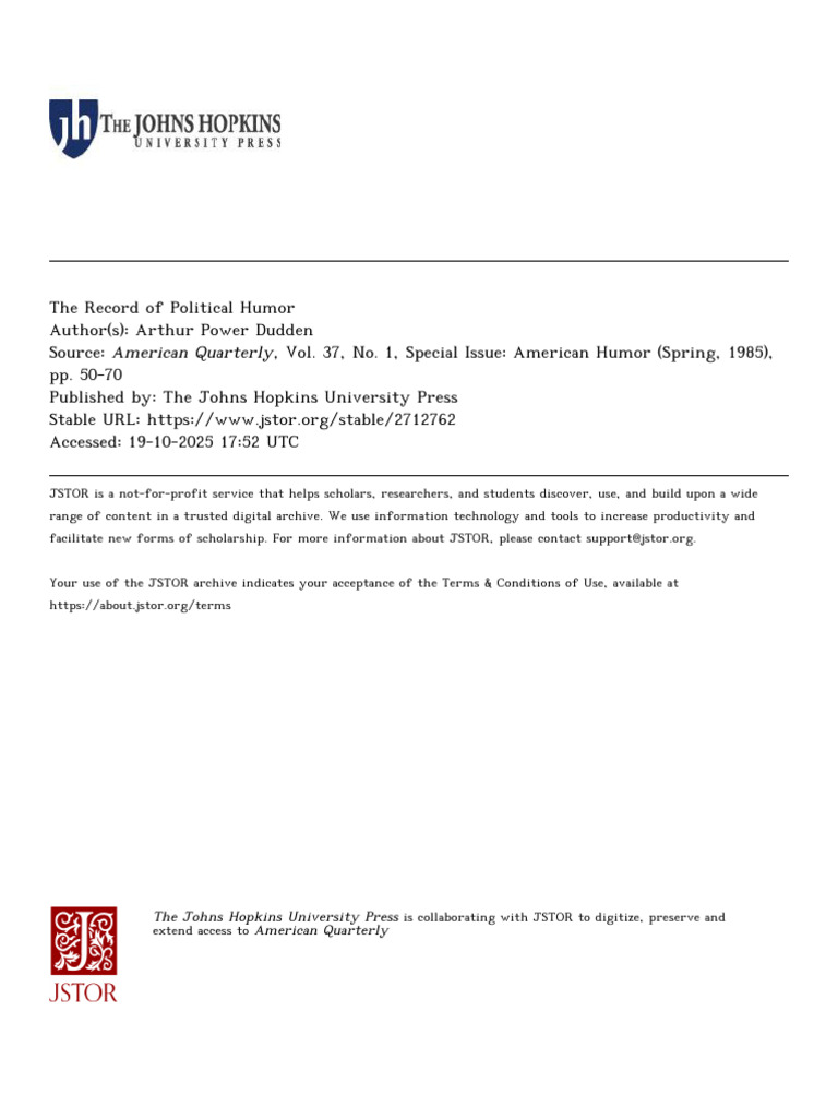 Dudden RecordPoliticalHumor 1985 | PDF | Mark Twain | Humour