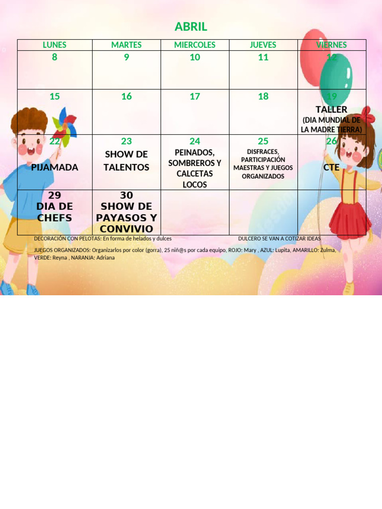 Actividades de Abril para Niños | PDF