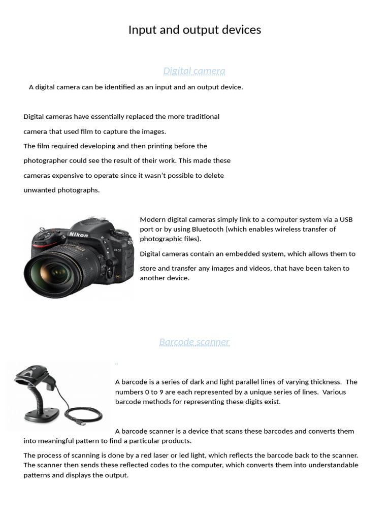 Input and Output Devices | PDF | Barcode | Computer Keyboard