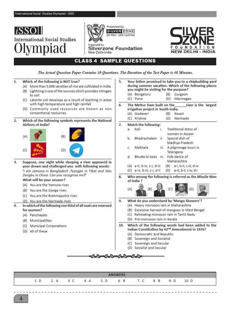 SST Sample Paper Class-4 2025-26-3 | PDF