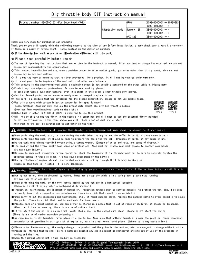 Throttle Body Injection 03-05-0163 - e | PDF | Throttle | Nut (Hardware)