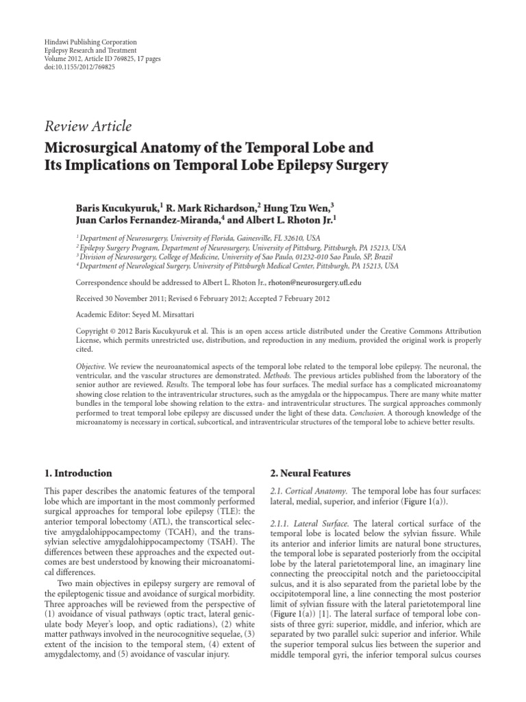 Temporal Lobe Anatomy in Epilepsy Surgery | PDF | Hippocampus Anatomy ...