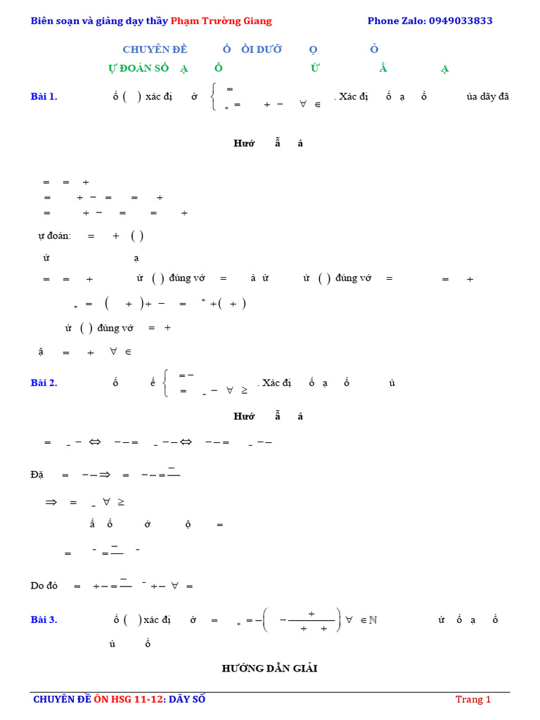 Chuyên Đề Hsg Phần Dãy Số 11 | PDF