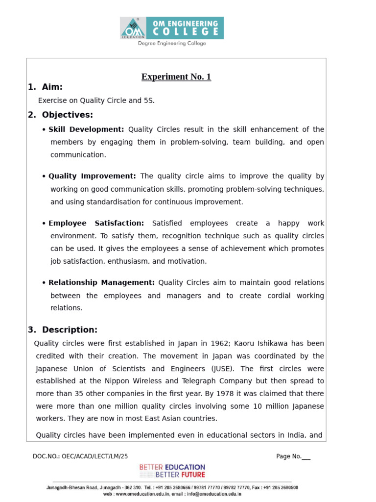 QRE | PDF | Lean Manufacturing | Audit