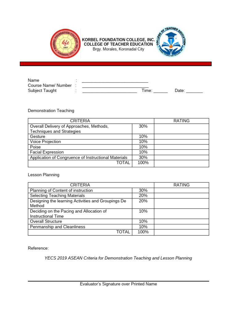 Score Sheet For Demo | PDF