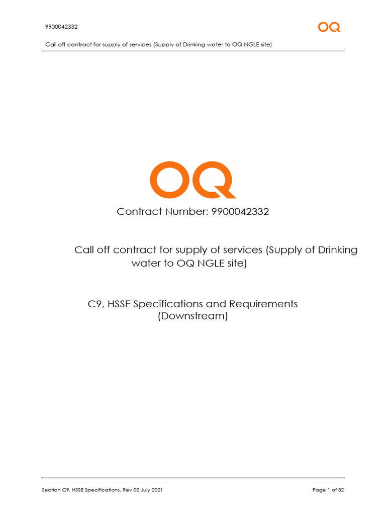 C9_HSSE Specifications and Requiremetns - Downstream - Cover | PDF ...