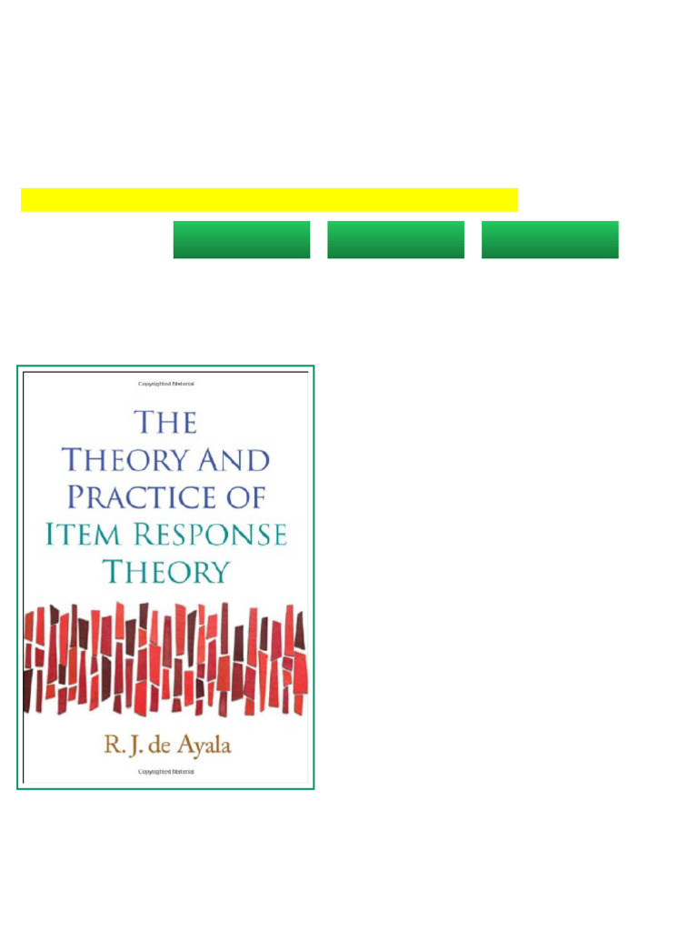 The Theory and Practice of Item Response Theory 1st Edition R. J. De Ayala Phd online reading | PDF