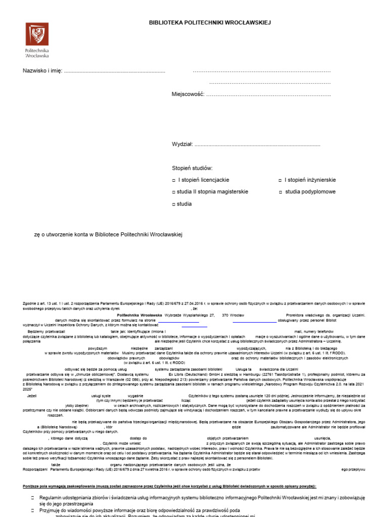 Formularz Zapisu | PDF