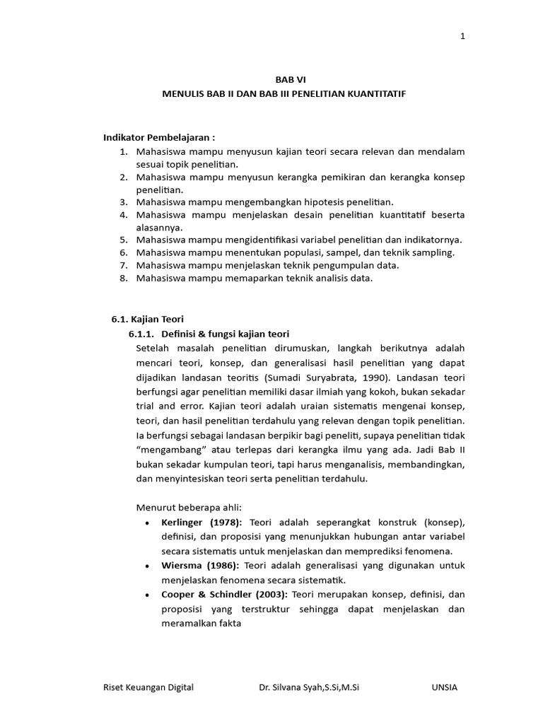 MODUL MHS_BAB VI_Menulis Bab II Dan Bab III Penelitian Kuantitatif | PDF