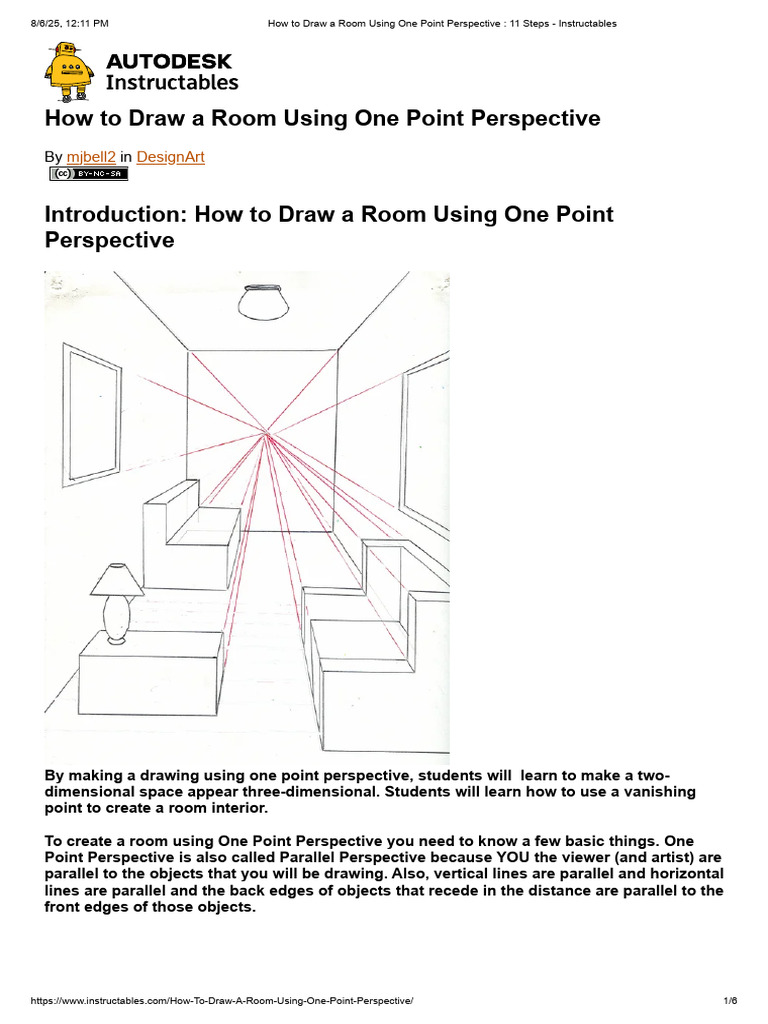 Draw a Room in One Point Perspective | PDF | Perspective (Graphical) | Door