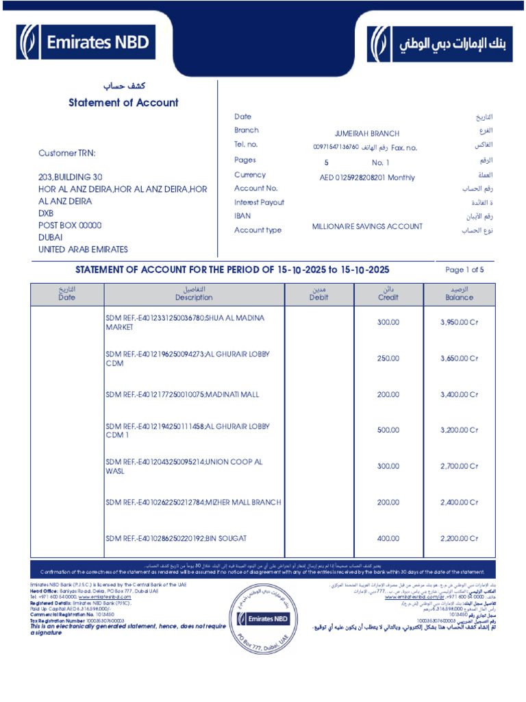 Authenticated E Statement 15OCT2025 142208366 8205 | PDF | United Arab ...