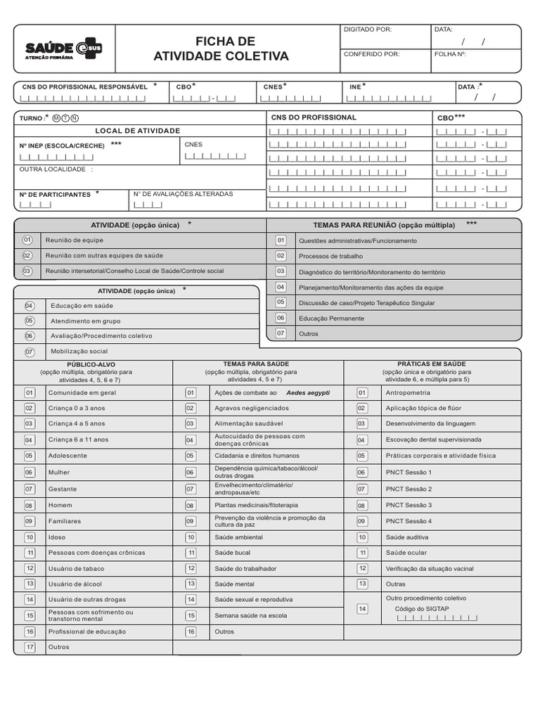 Ficha de Atividade Coletiva | PDF | Tabagismo | Vício