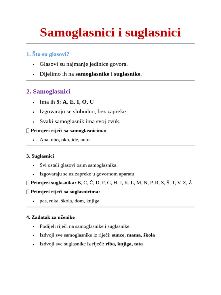 Samoglasnici I Suglasnici 3.SŠ | PDF
