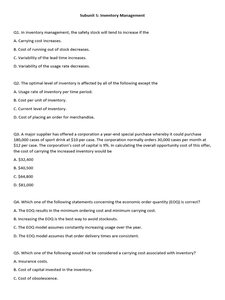 Inventory Management | PDF | Inventory | Financial Economics