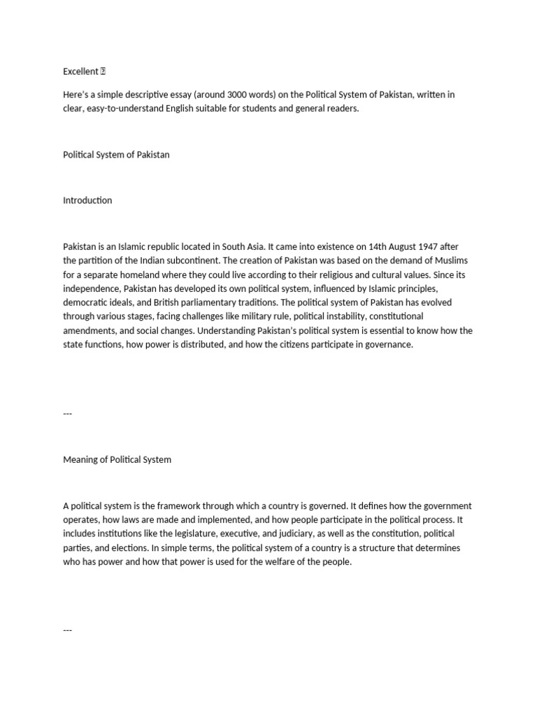 Political System of Pakistan Explained | PDF | Pakistan | Government