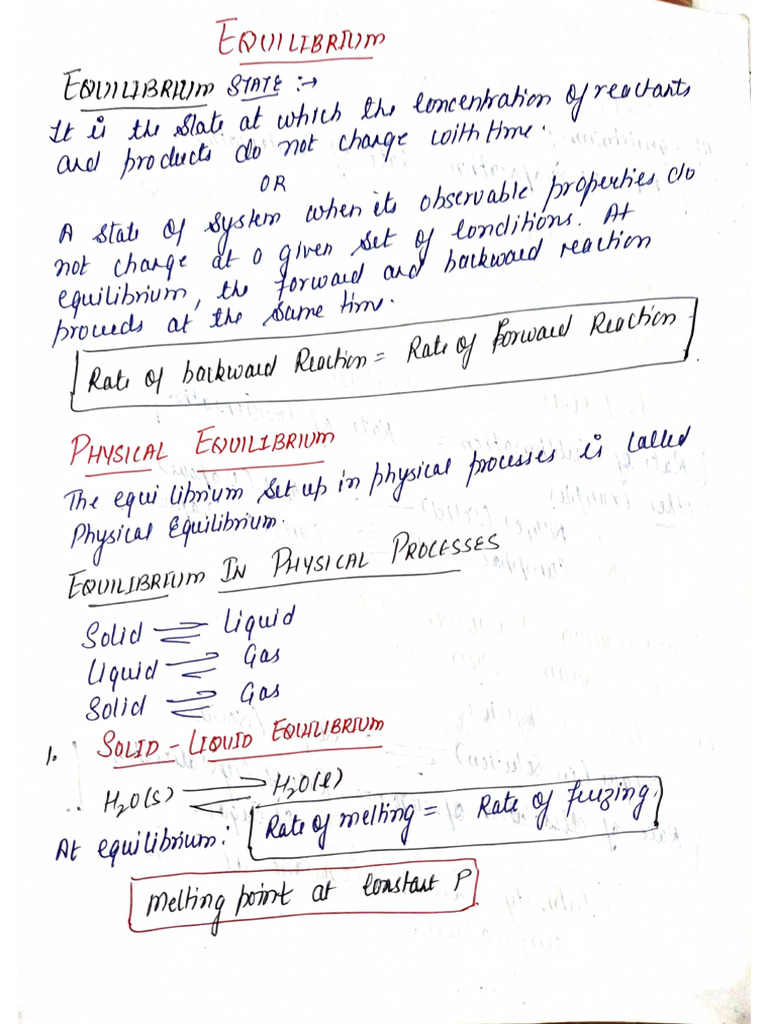 Chemical Equilibrium Notes | PDF