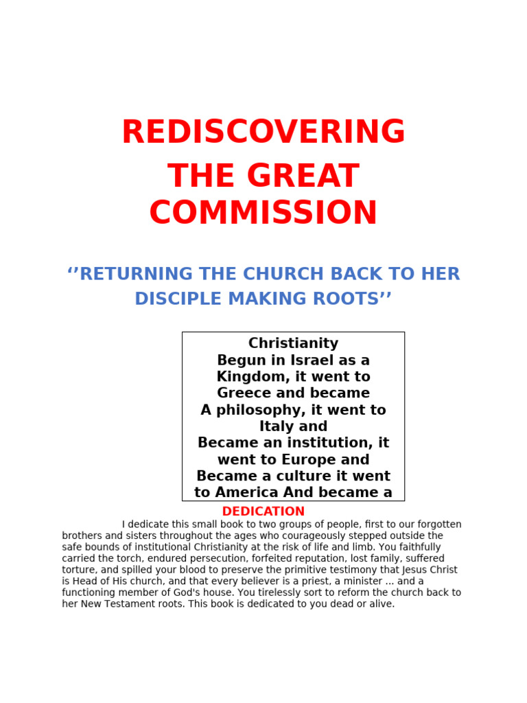 Rediscovering the Great Commission | PDF | Disciple (Christianity) | Jesus