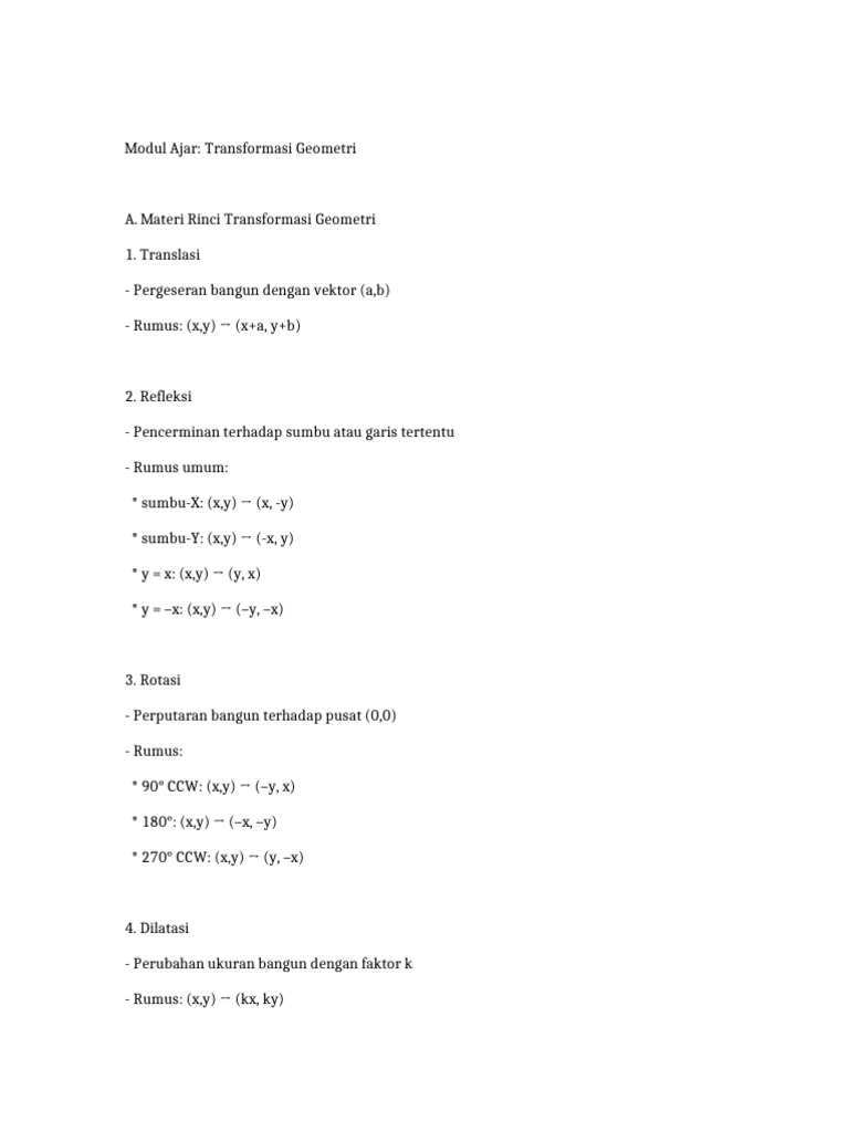 Modul Transformasi Geometri | PDF