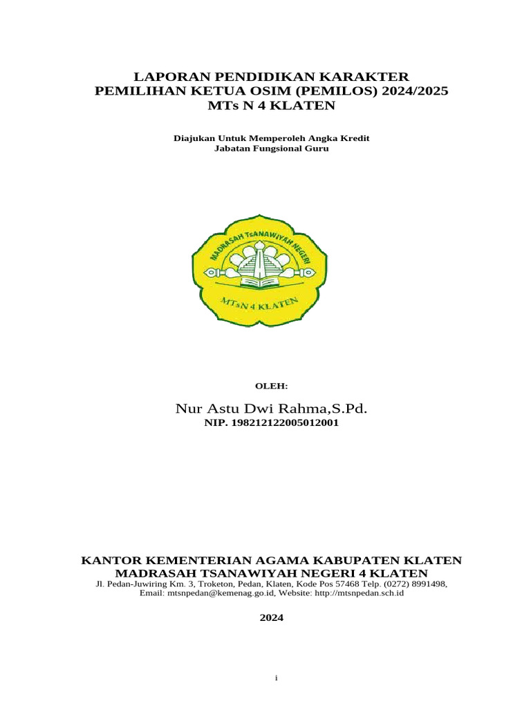 Lap Pend Karakter Pemilos 24 25 Nov 2024 (Ky) | PDF