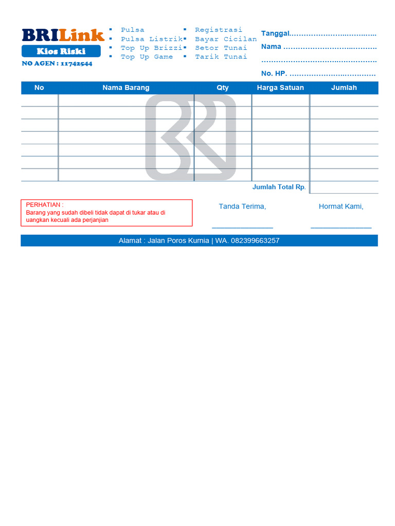 Brilink Nota | PDF