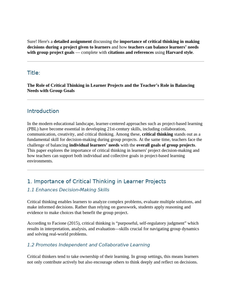 Document (20) Critical Thinking | PDF | Critical Thinking | Learning