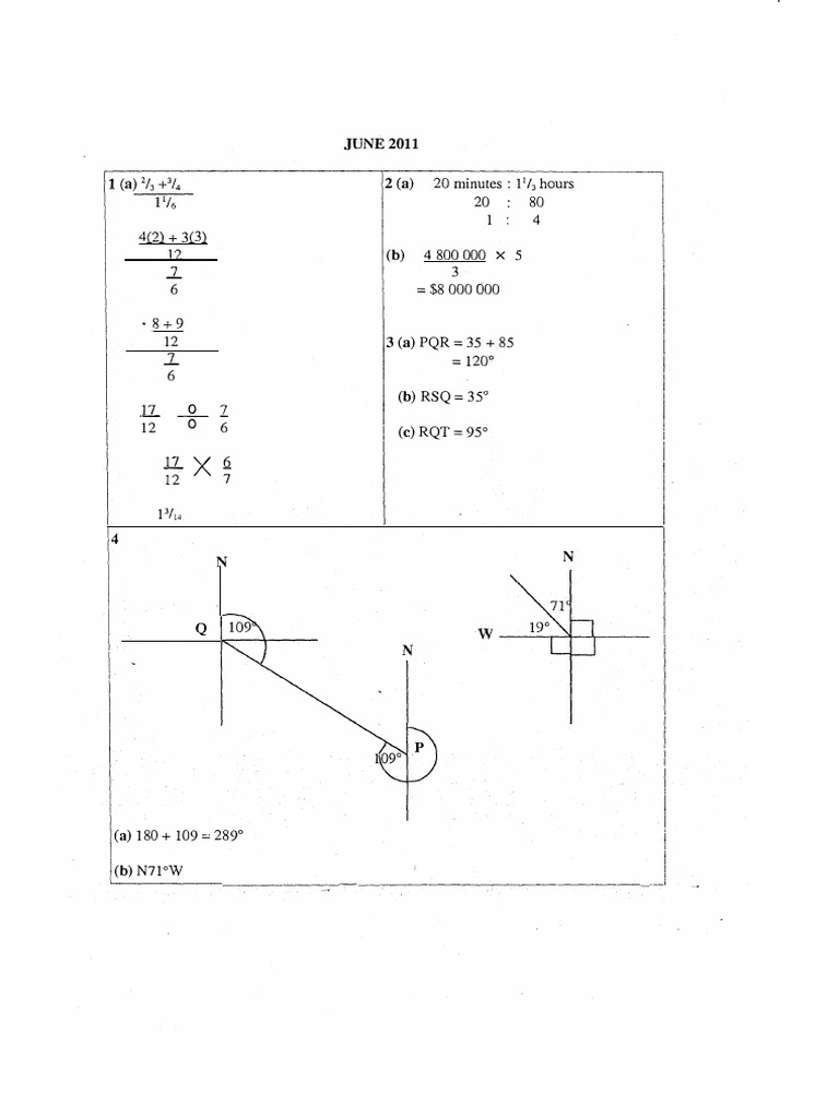O-Levels Mathematics 2011 Answers | PDF | Mechanical Engineering ...